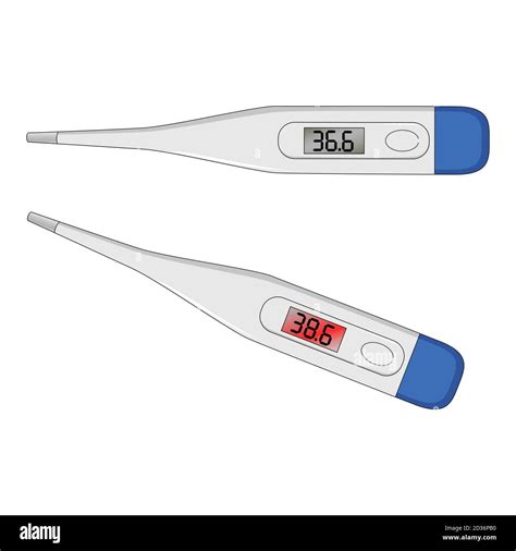 Electronic Thermometer Showing Normal And Fever Temperature Vector