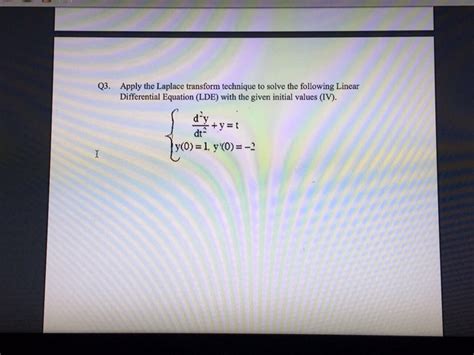 Solved Apply The Laplace Transform Technique To Solve The