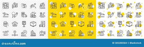 Outline Map Delivery Cart And Storage Line Icons For Web App Vector Stock Vector