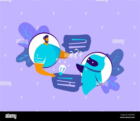 Dialog Helping Service Man Having Questions Chat With Chatbot Application Online Infrormation