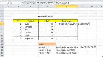If Fungsi Formula Rumus Pada Excel