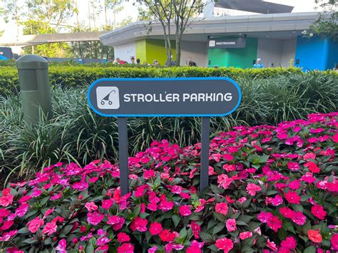 Stroller Parking Signs Installed At Spaceship Earth