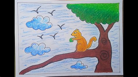 How To Draw A Squirrel Climbing A Tree