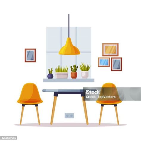 현대 아늑한 실내 인테리어 디자인 편안한 의자 및 테이블 편안한 가구 및 가정 장식 액세서리 벡터 일러스트 0명에 대한 스톡 벡터 아트 및 기타 이미지 Istock