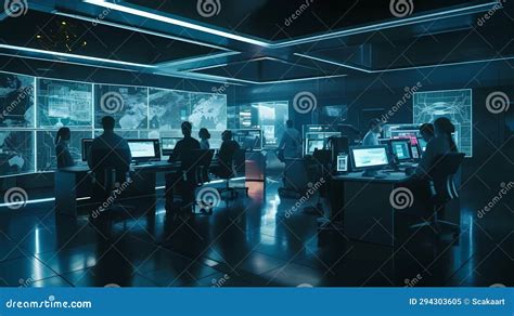 Advanced Cybersecurity Workspace Defending Sensitive Data In The Future Stock Illustration