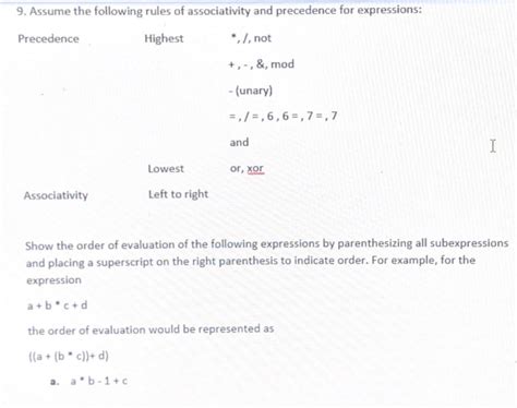 solved review questions 1 define operator precedence and