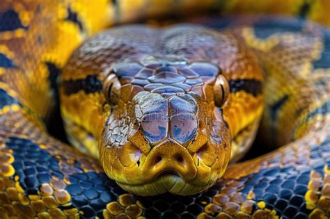 Closeup Portrait Of A Colorful Python Stock Illustration Illustration