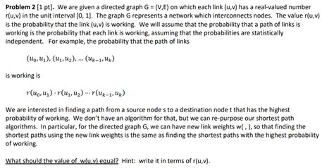 solved problem 2 [1 pt] we are given a directed graph