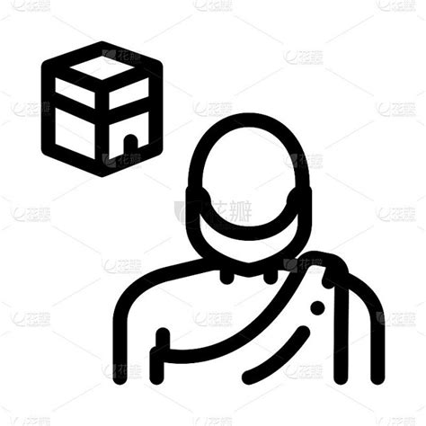 穆斯林朝圣者图标矢量大纲插图