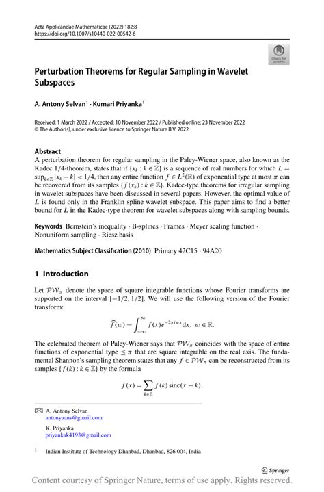 Perturbation Theorems For Regular Sampling In Wavelet Subspaces Request Pdf