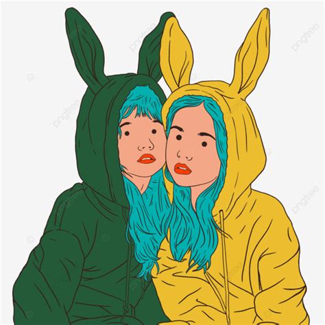 토끼 재킷을 입은 귀여운 소녀들 귀여운 여자 아이들 소녀 Png 일러스트 및 Psd 이미지 무료 다운로드 Pngtree