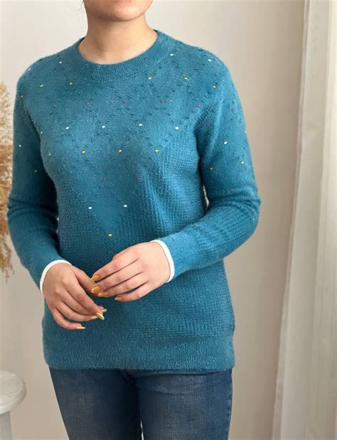 پلیور بافت موهر یقه گرد کد 2402