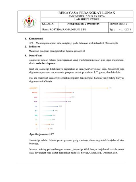 jobsheet javascript 1 pengenalan javascript pdf