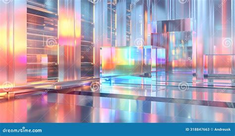 Futuristic Modern Server Room Concept Of Ai Calculations And Quantum Computing Stock Image