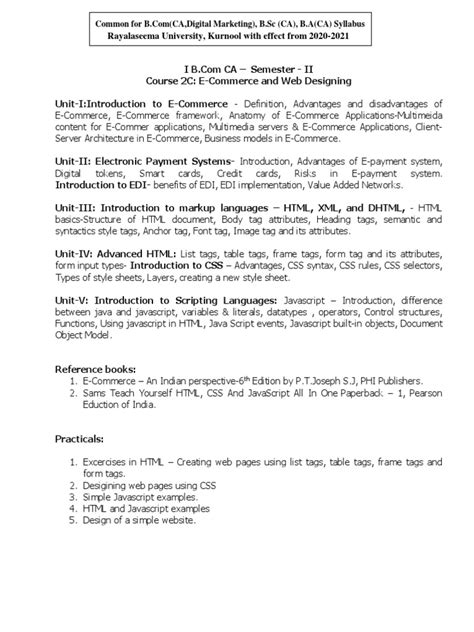 Bcom Ca Semester Ii Sylubuss Pdf Computers