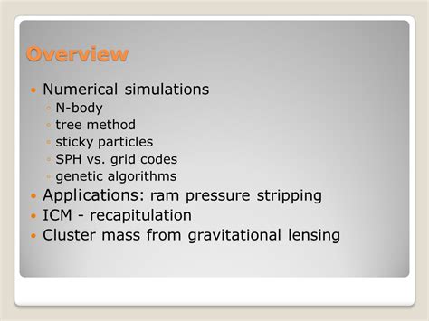 Kupy Galaxií Lekce Iii Pavel Jáchym Overview Numerical Simulations N