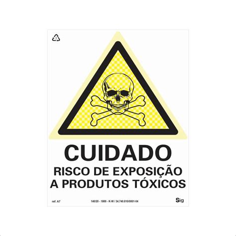 Placa De Sinalização Cuidado Risco De Exposição A Produtos Tóxicos