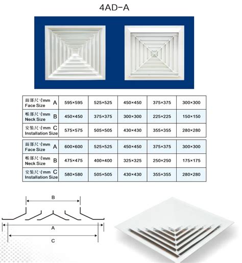 Ac Diffuser Aluminum Square For Hvac Systems By Hongrui