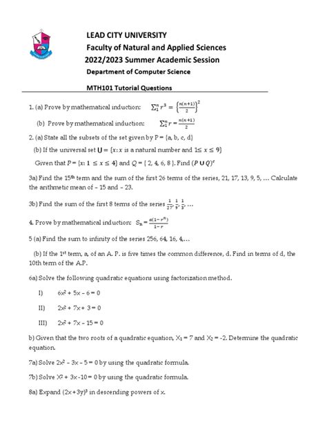 Mth101 Tutorial Pdf Trigonometric Functions Circle