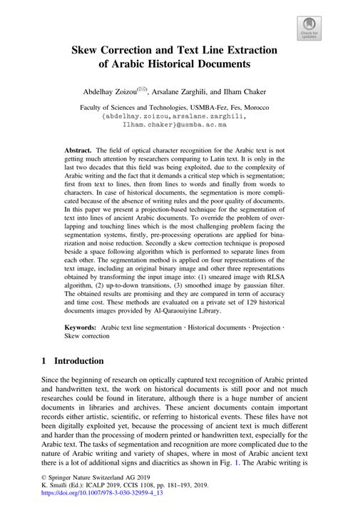 Pdf Skew Correction And Text Line Extraction Of Arabic Historical