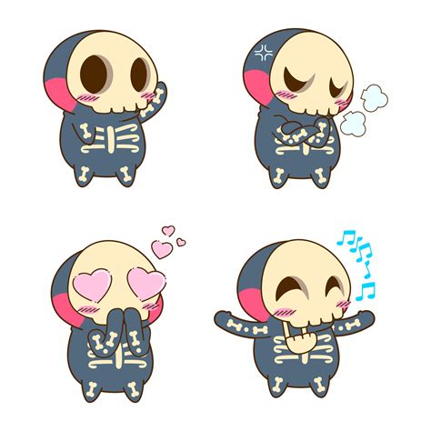 Cute Skeleton Doodle Sticker Skeleton Illustration 8131375 Vector Art