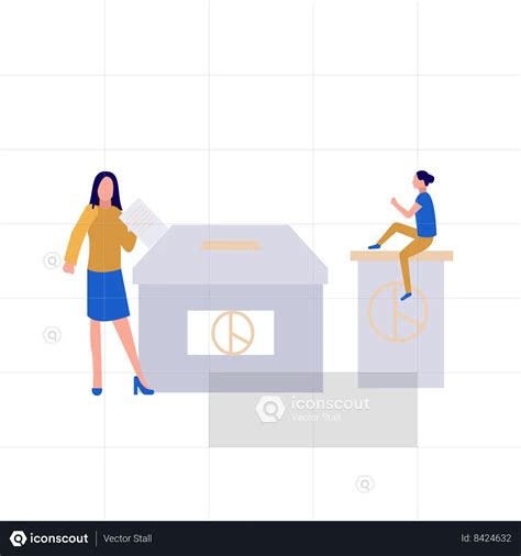Girls Are In Election Voting Animated Illustration Download In Json
