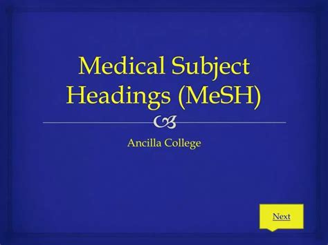 Ppt Medical Subject Headings Mesh Powerpoint Presentation Free