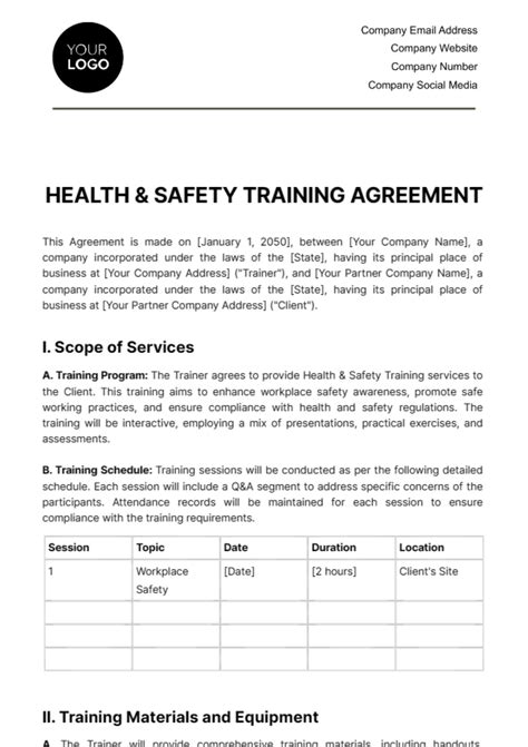 Free Training Agreement Templates Editable And Printable