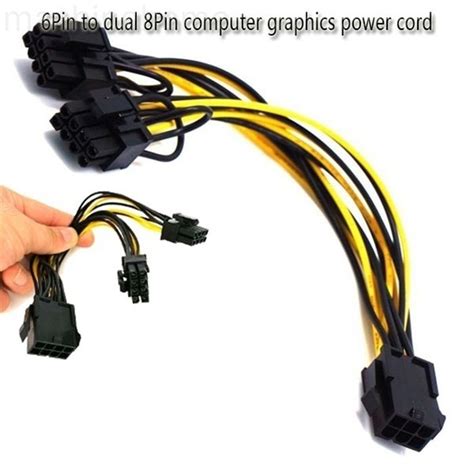 Cm Pin Female To Dual Pin Male ATX Motherboard Power Supply Adaptor Cable Video Card Cord