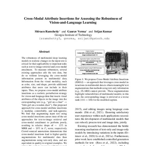 Cross Modal Attribute Insertions For Assessing The Robustness Of Vision