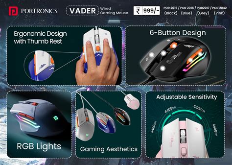 Buy Portronics Vader Wired Mouse For Gaming With 6 Button Design