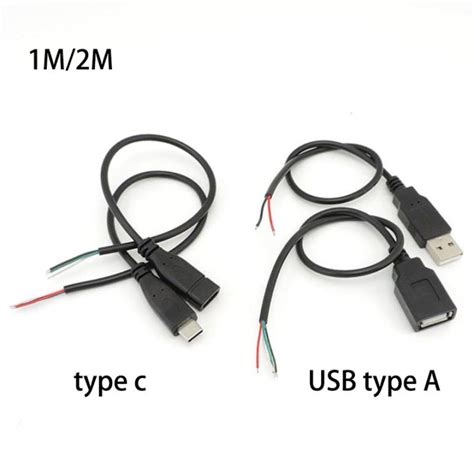 2 4 Pin USB Female Jack Usb Type C Male Female Connector Power Supply Data Line Charging Cable