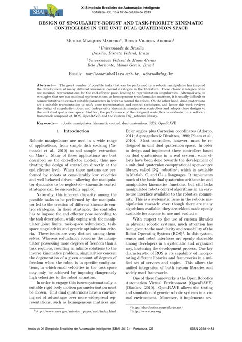 Pdf Design Of Singularity Robust And Task Priority Kinematic