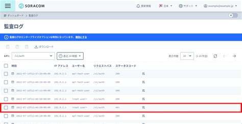 使用方法 監査ログを確認する 監査ログ ソラコムユーザーサイト Soracom Users