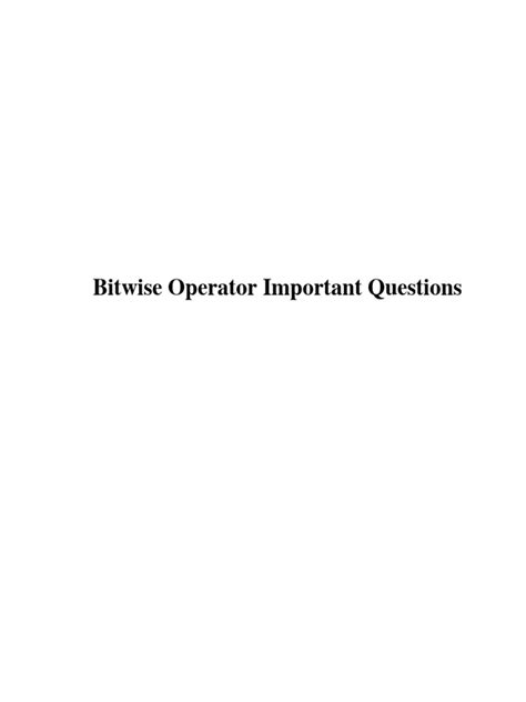 Bitwise Imp Questions Pdf Mathematics Computer Engineering