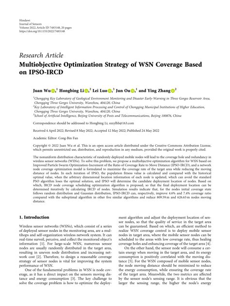 Pdf Multiobjective Optimization Strategy Of Wsn Coverage Based On Ipso Ircd