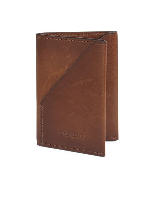 Coach Tall Leather Card Holder In Black For Men Lyst