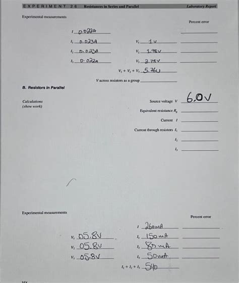 Solved Resistances in Series and Parallel ㅈit Laboratory Chegg com
