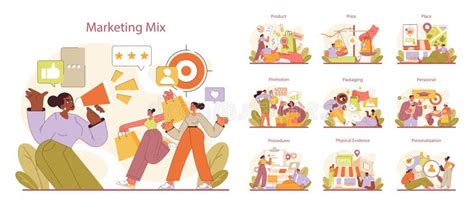 Marketing Mix Set Diverse Business Strategies From Product Development