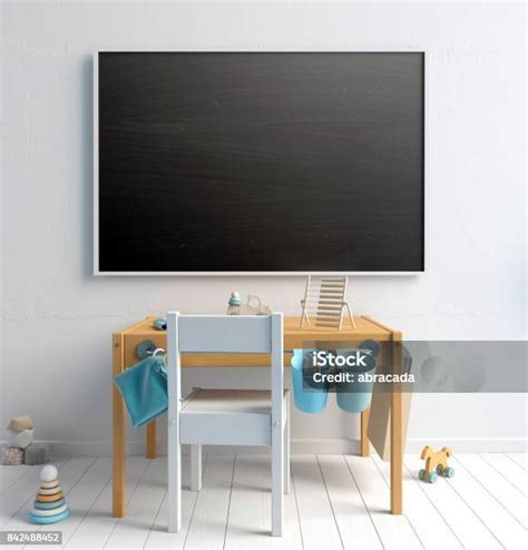 아동의 내부에 칠판을 비웃는 다 놀이방입니다 현대적인 스타일입니다 3 차원 일러스트 레이 션 가구에 대한 스톡 사진 및 기타 이미지 Istock