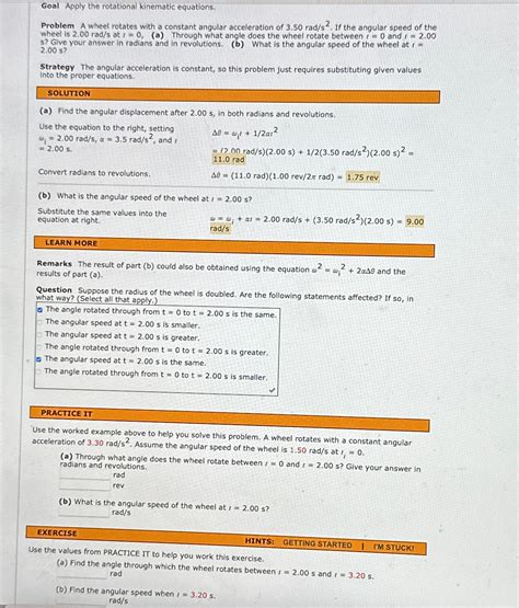 Solved Goal Apply The Rotational Kinematic Equations Problem