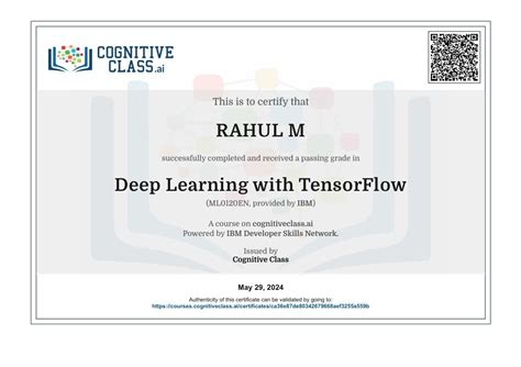 Deep Learning With Tensorflow Certification Rahul M