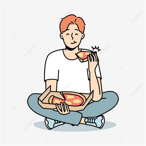 피자를 먹고 웃는 남자 남성 피자 먹다 Png 일러스트 및 벡터 에 대한 무료 다운로드 Pngtree