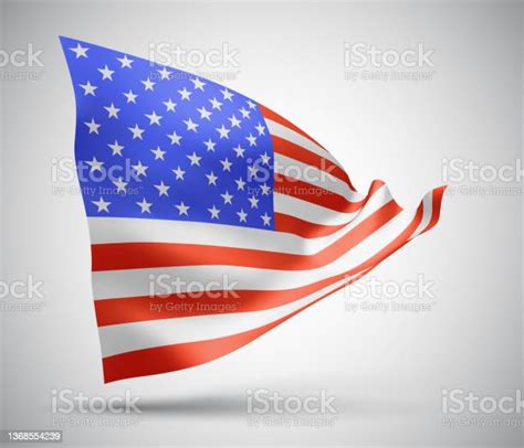 미국 미국 파도와 흰색 배경에 바람에 흔들리는 구부러진 벡터 플래그 3차원 형태에 대한 스톡 벡터 아트 및 기타 이미지 3차원 형태 Flag Day 개념 Istock