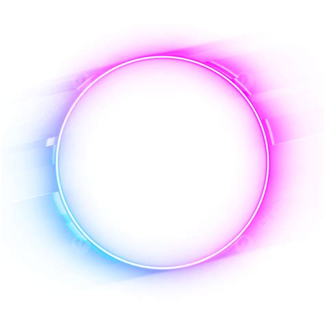 Blue Pink Neon Border Circle Frame Neon Neon Border B