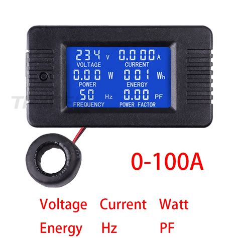 Digital Voltage Current Meter LCD Panel Volt Watt Kwh Power Factor Meter AC V A
