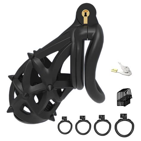 Selgurfos Chastity Device Sex Toy Set With 4 Rings Silicone
