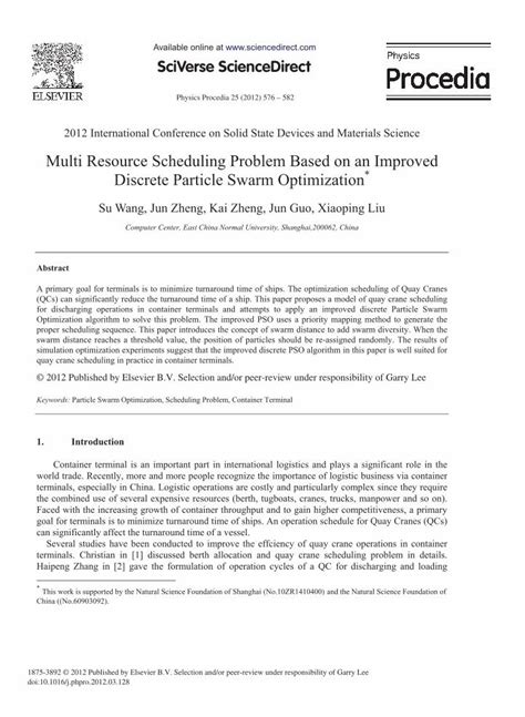Pdf Multi Resource Scheduling Problem Based On An Improved Discrete