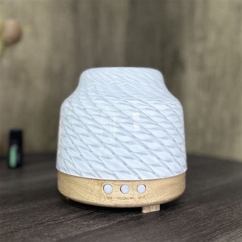 White Real Wood Ultrasonic Aroma Glass Essential Oil Diffuser Spa Room