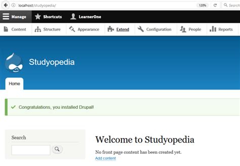 Drupal Installation On Localhost With XAMPP Studyopedia